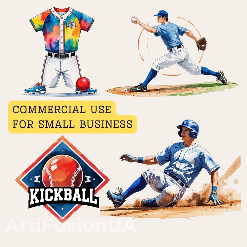 Watercolor Kickball Clipart: Sport Lover PNG Graphics (digital Download ...
