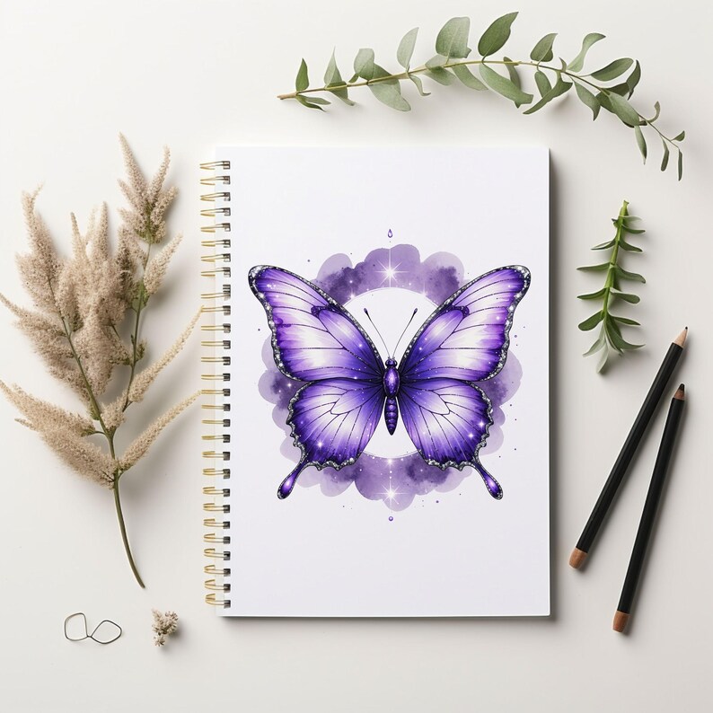 Watercolor Butterfly Clipart Bundle: Iridescent Monarch PNG (digital ...