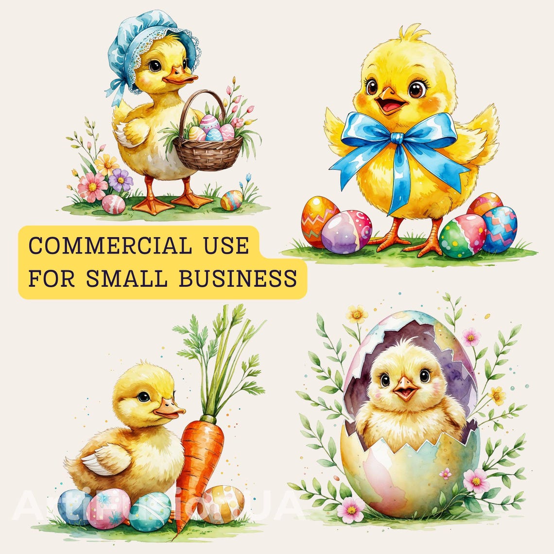 Easter Chick Clipart Pack for Craft & Sublimation, Spring Cute Duck ...