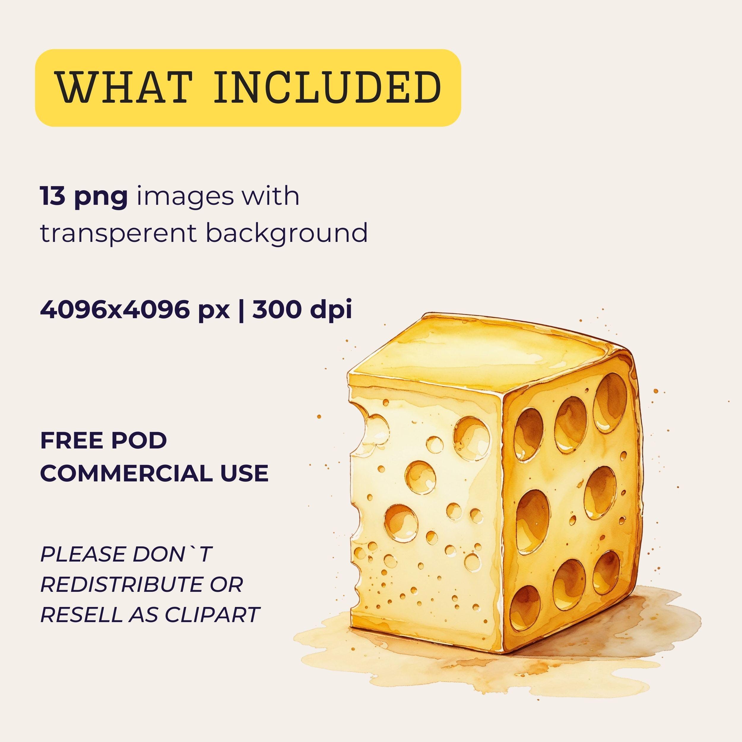 Cheese Clipart Bundle, Watercolor Cheese PNG for Cottagecore DIY Crafts ...