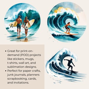 Surfing Clipart Bundle for Scrapbook & Sublimation, Watercolor ...