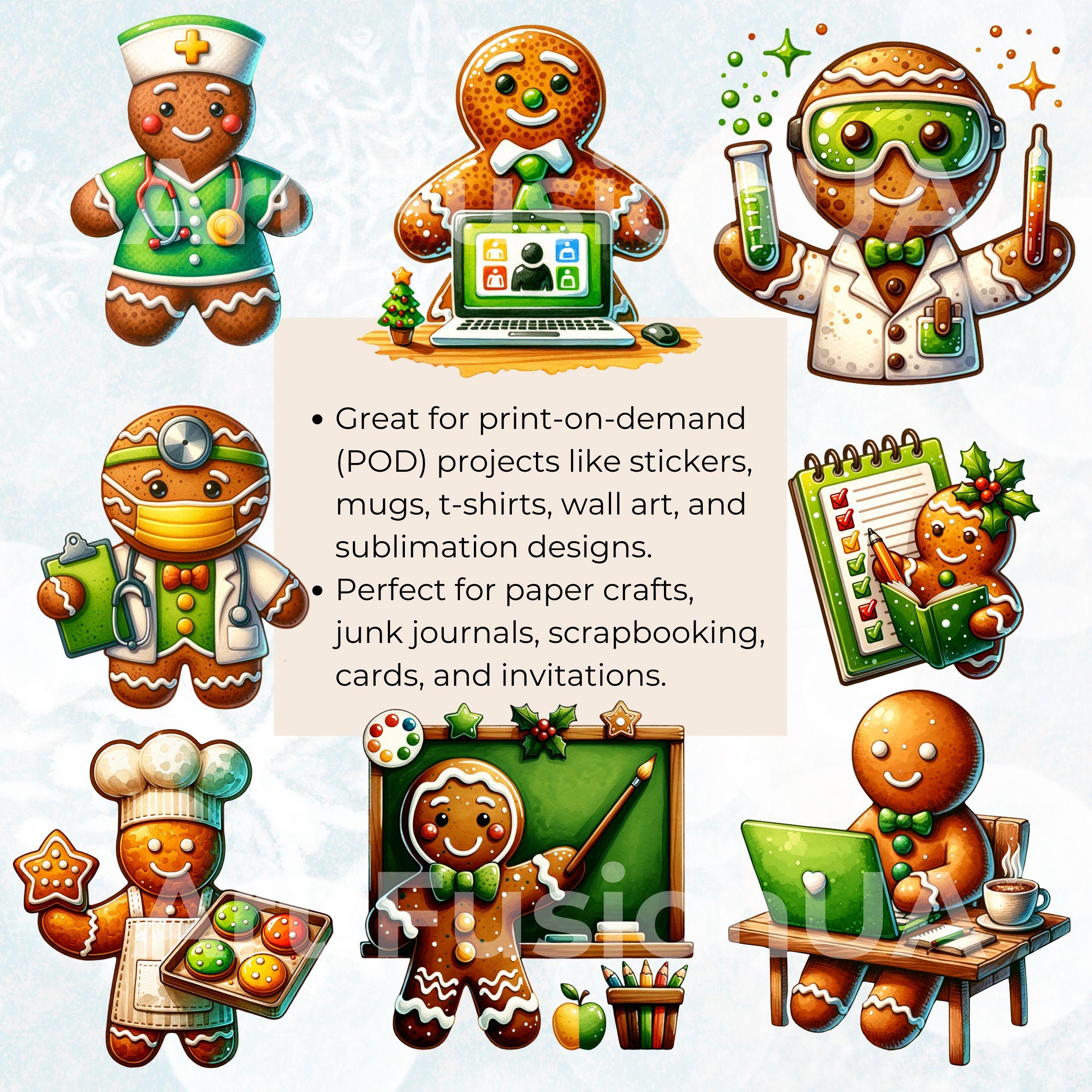 Watercolor Gingerbread Boy Png Cliparts, Green Gingerbread Man Png ...