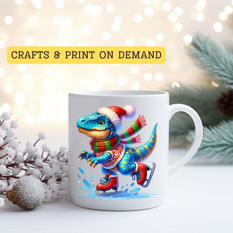 15 Watercolor Christmas Dinosaur Clipart, Christmas Dino Clipart ...