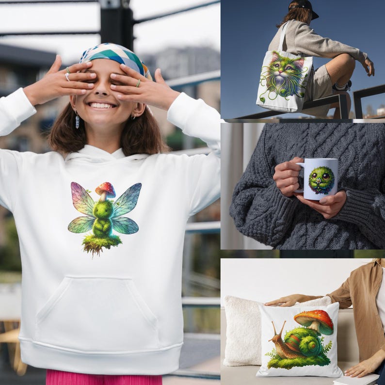 Watercolor Mossling Clipart, Cute Fluffy Fairy Moss PNG for Crafting ...