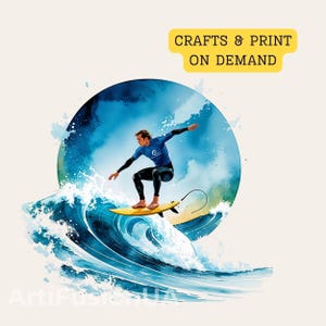 Surfing Clipart Bundle for Scrapbook & Sublimation, Watercolor ...