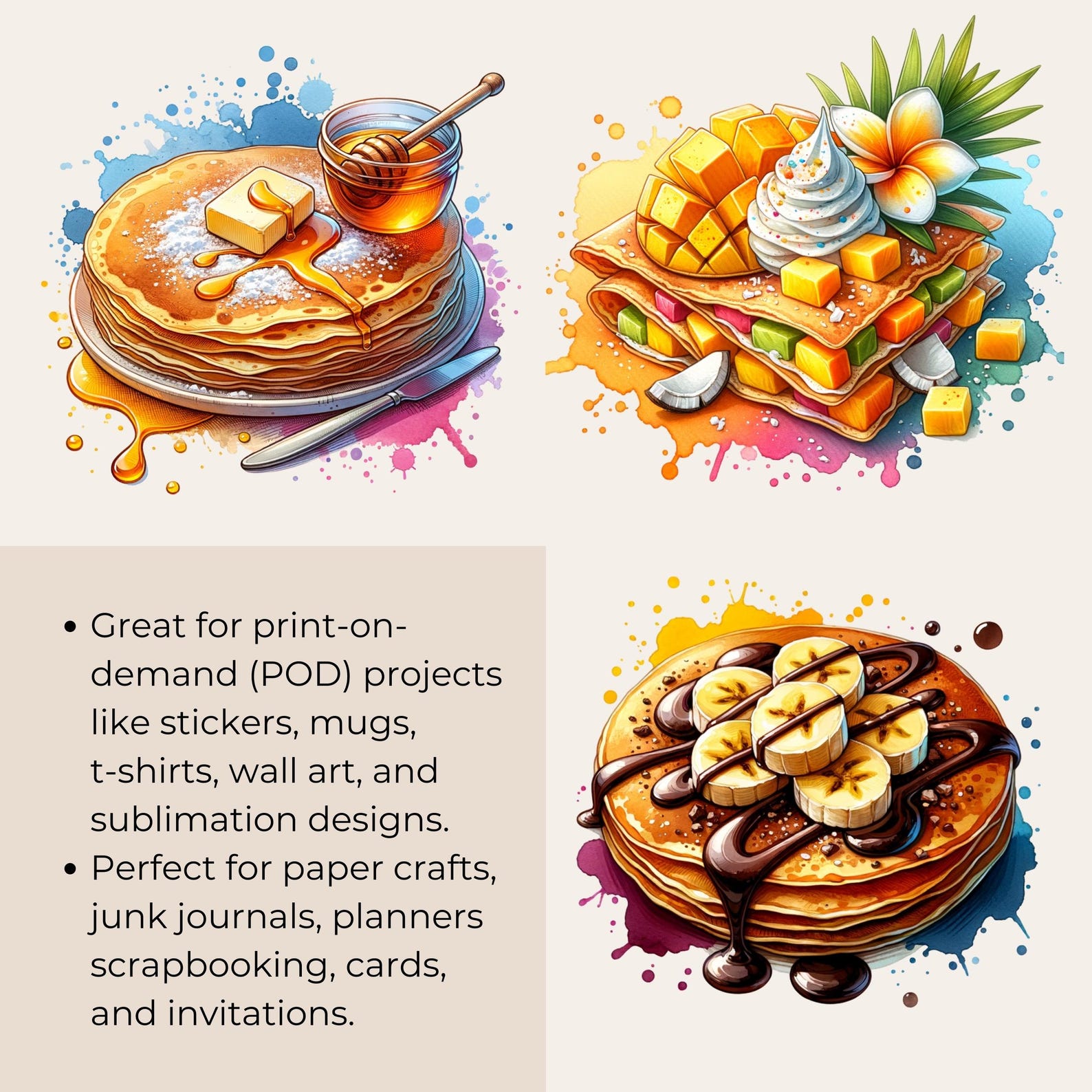 Crepe Clipart: 18 Watercolor Crepe PNG Graphics (digital Download) - Etsy