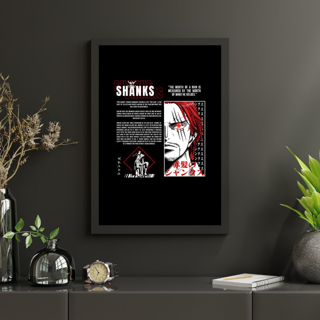 One Piece Poster, Shanks Poster, Pirate Poster, Emperor Poster, Red ...