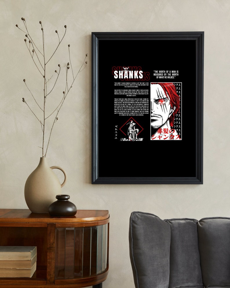 One Piece Poster, Shanks Poster, Pirate Poster, Emperor Poster, Red ...