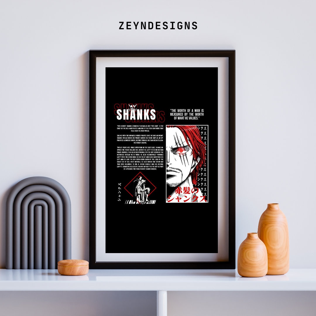 One Piece Poster, Shanks Poster, Pirate Poster, Emperor Poster, Red ...