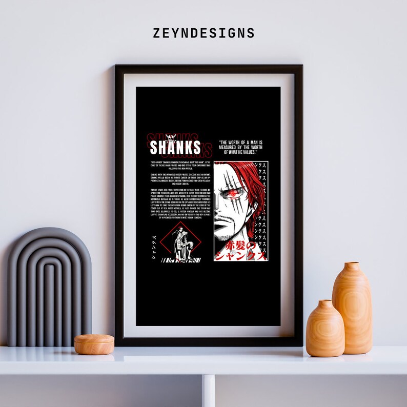 One Piece Poster, Shanks Poster, Pirate Poster, Emperor Poster, Red ...