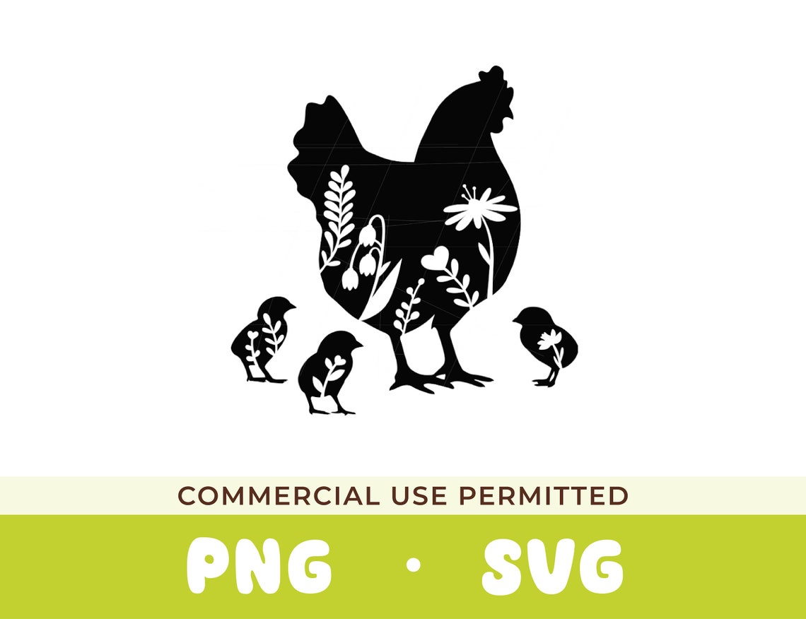 Floral Chicken SVG | Flower Chicken SVG Cut File | Floral Animal ...