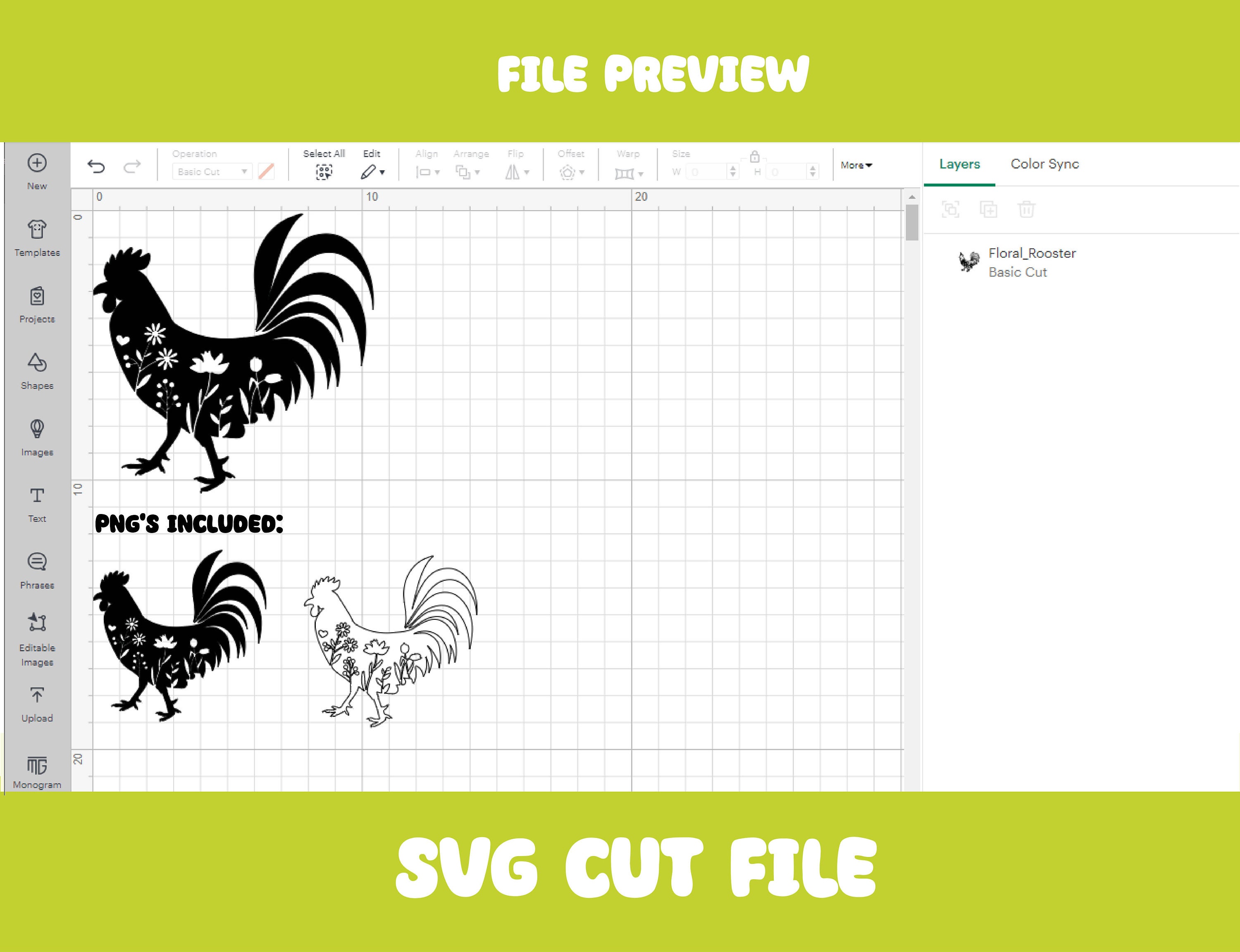 Floral Rooster SVG Floral Farm Animals SVG Floral Chicken Svg Png ...