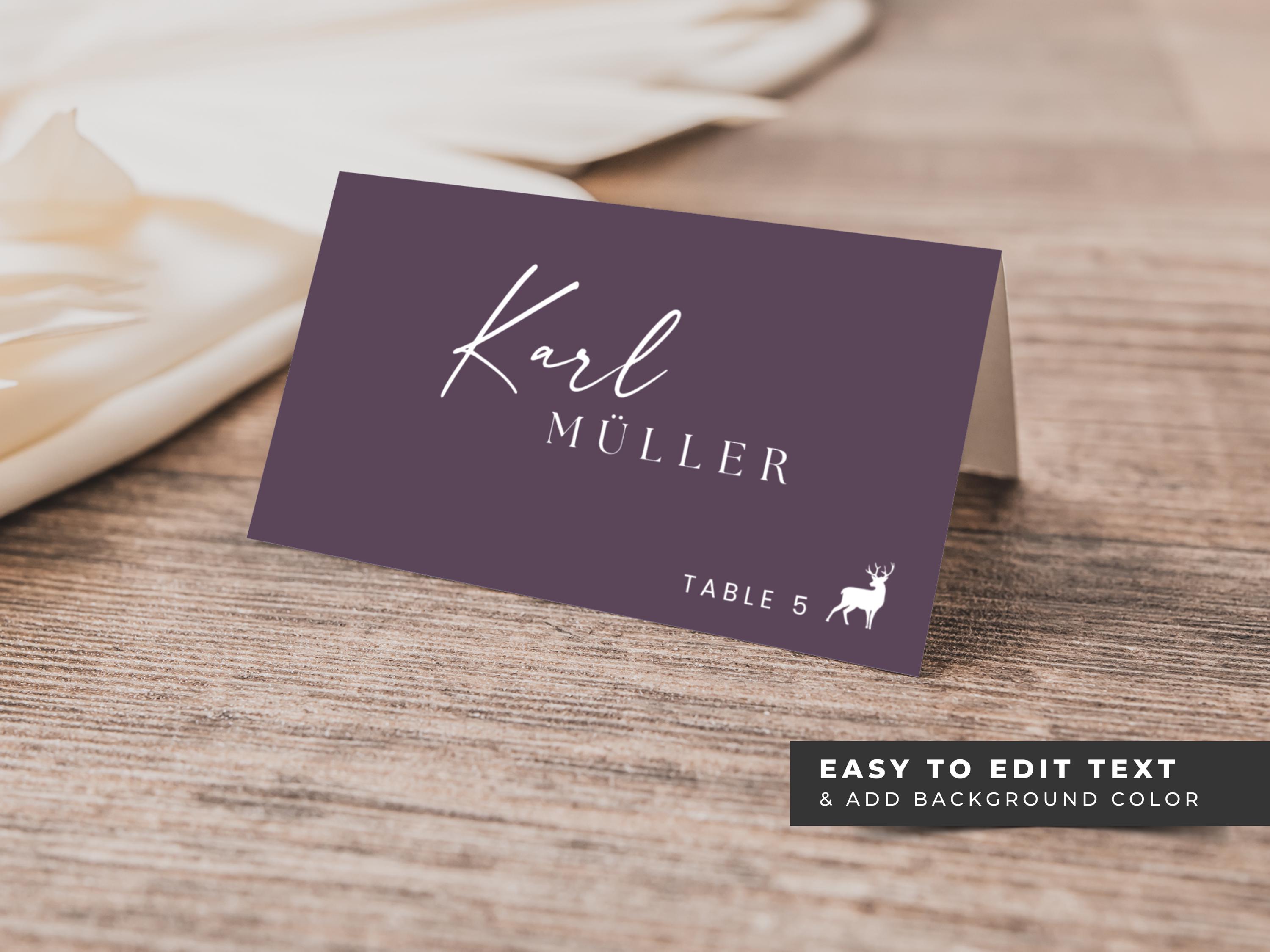 Place Card With Meal Choice Icons, Wedding Name Card, Place Card Food ...