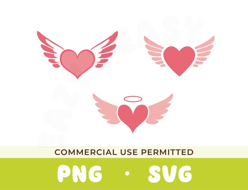 Heart With Angel Wings SVG Bundle Angel Wings Heart Svg Wings PNG Cut ...