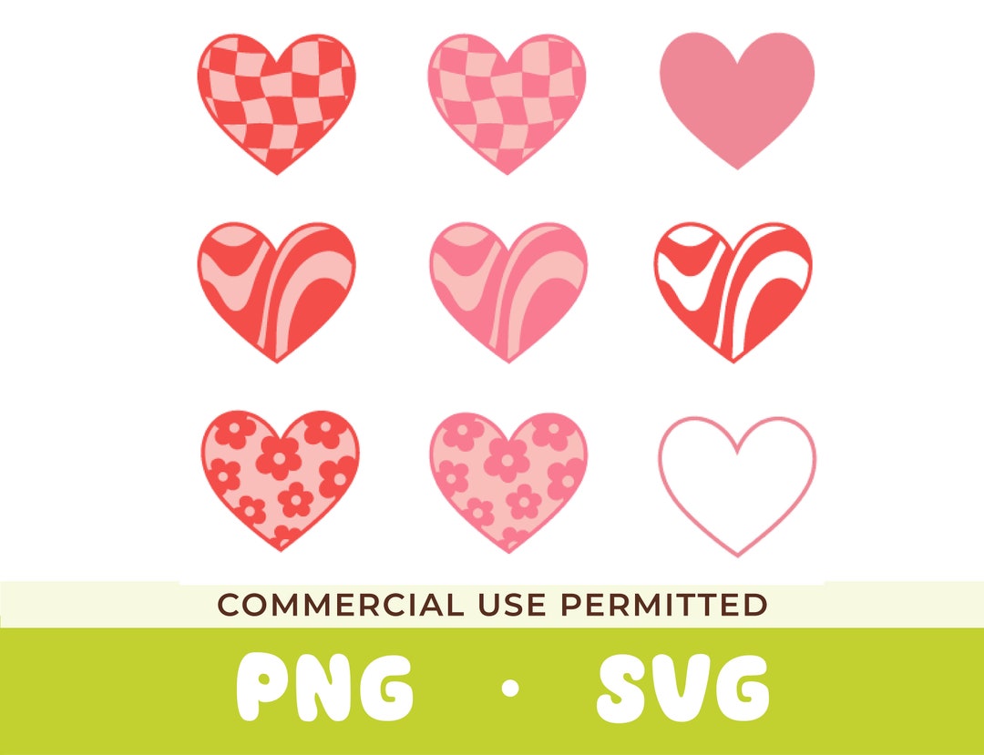 Checkered Heart SVG Retro Valentine SVG Groovy Heart Svg Floral Heart ...