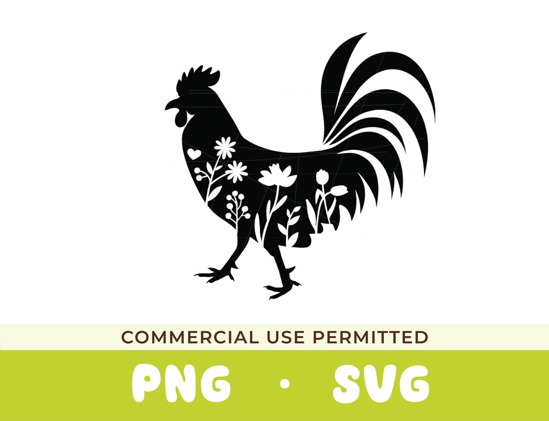 Floral Rooster SVG Floral Farm Animals SVG Floral Chicken Svg Png ...
