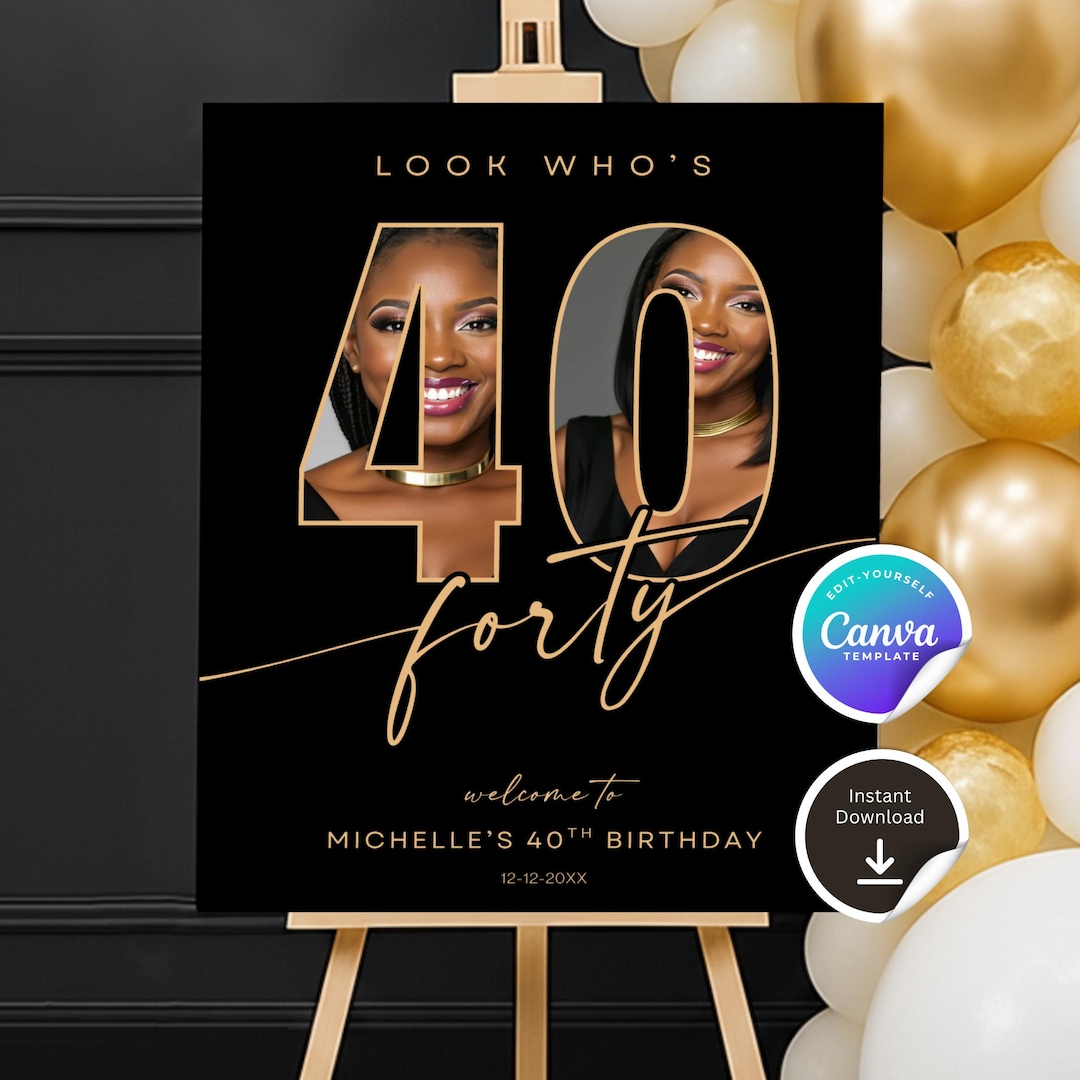 40th Birthday Welcome Sign Birthday Party Poster Board 40th Birthday ...