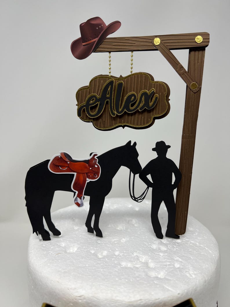 Cowboy Cake Topper, Rodeo Cake Topper, Rustic Cake Topper, Western Cake ...