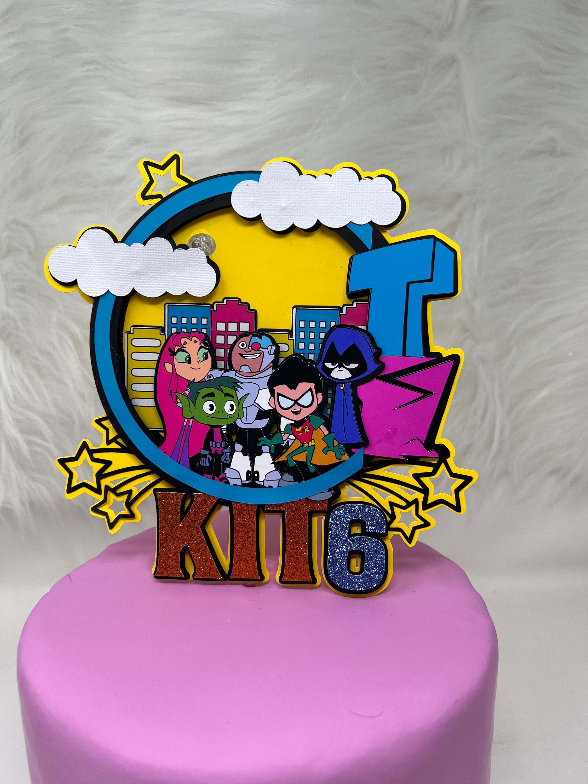 Teen Titans Birthday Cake Topper: Personalized Shaker With LED Lights ...
