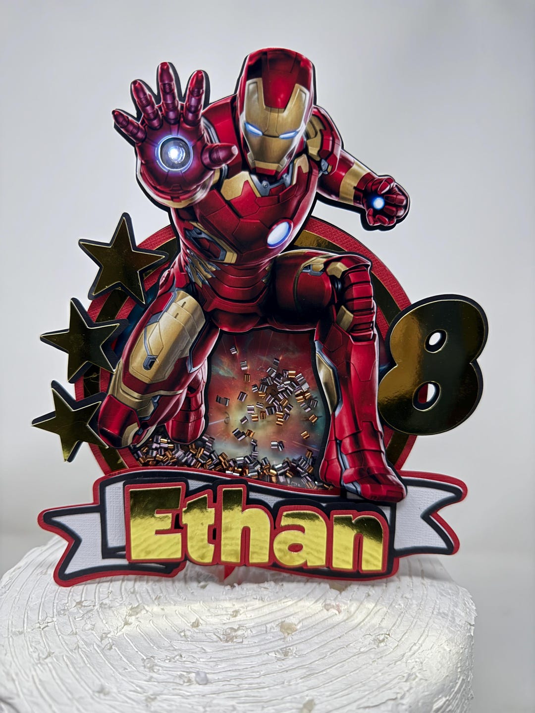 Personalized Iron Man Birthday Cake Topper With LED - Etsy