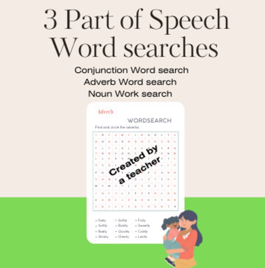 Word Search Bundle (conjunction, Adverb, Noun) - Etsy