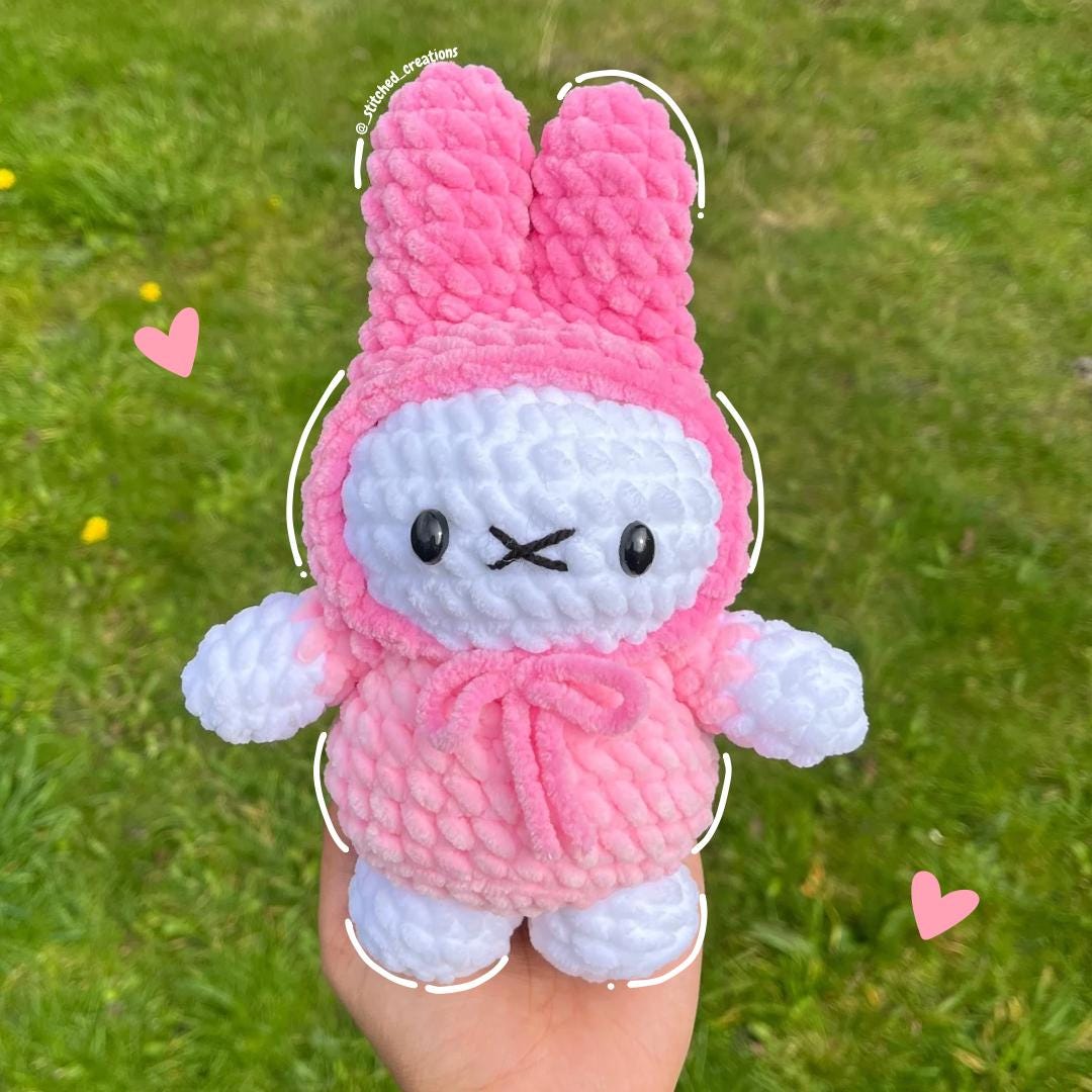 Crochet Rabbit Plushie, Bunny Plushie, Pink Rabbit, Amigurumi Bunny ...