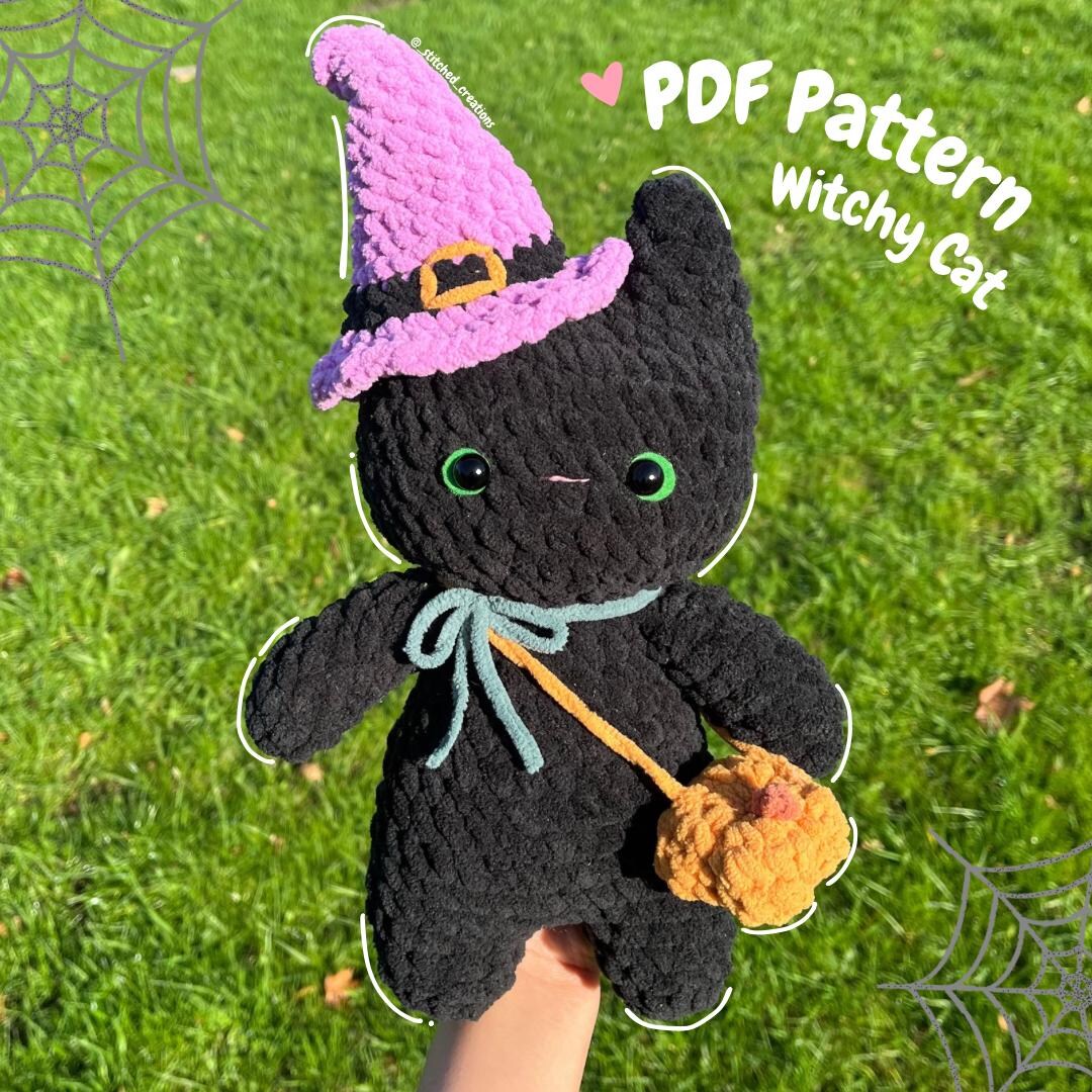 Witchy Cat Halloween Pattern PDF, Halloween Crochet Pattern, in English ...