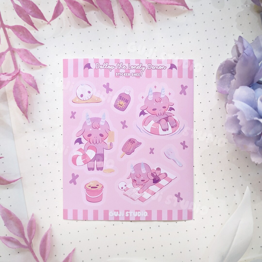 Dollop the Lonely Demon Mini Vinyl Sticker Sheet 4 X 5 Size Smooth ...