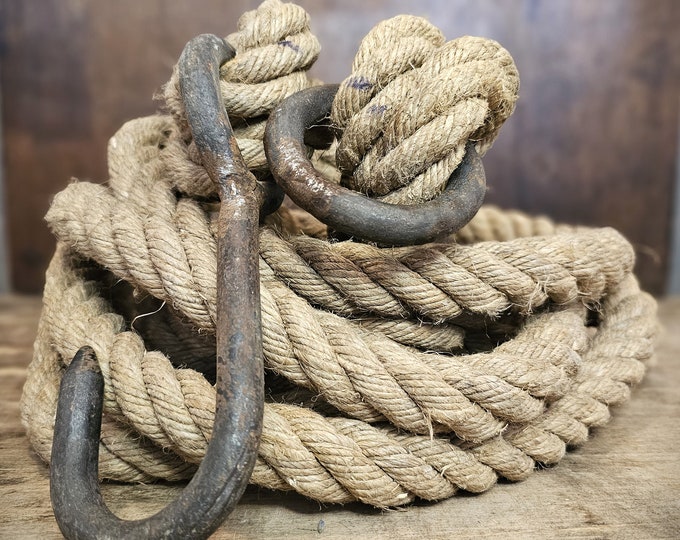 Antique Thick Nautical Rope With Iron Hooks Primitive Farm Barn ...