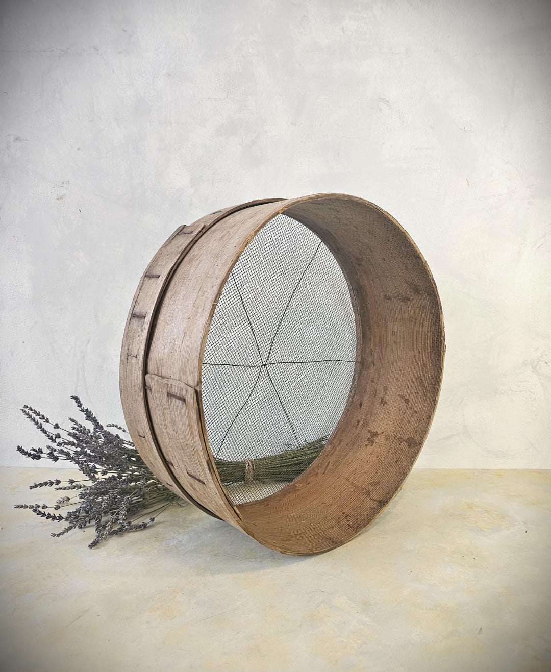 Huge Antique Bentwood and Wire Grain Sieve Sifter With Wire Mesh ...