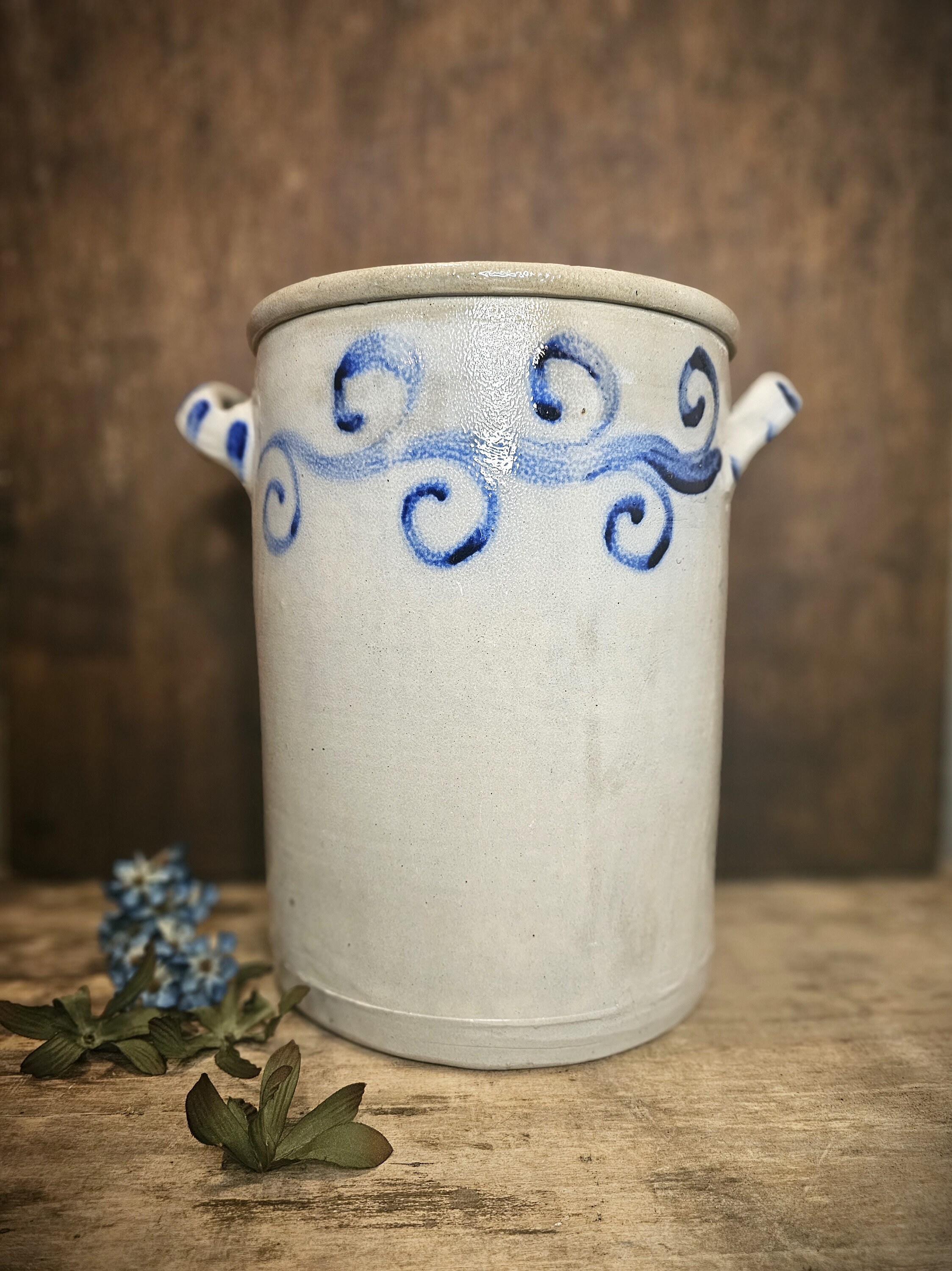 Antique Large Salt Glazed German Westerwald Stoneware Crock Old Pottery ...
