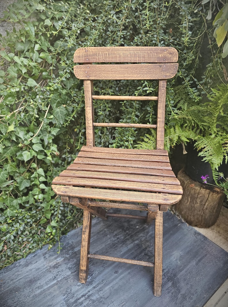 Antique Wooden Folding Chair, Rustic French Garden Folding Chair ...