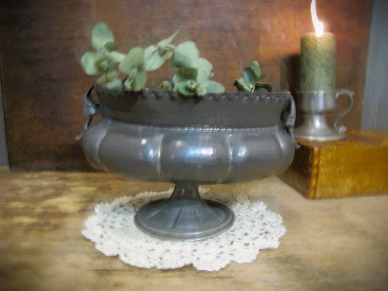 Antique Italian Pewter Jardiniere Table Centerpiece Flower Bowl With ...