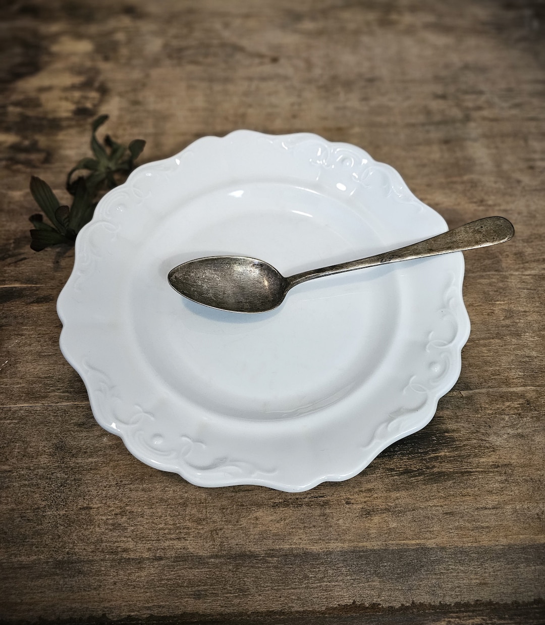 1 Antique Hard Porcelain Plate, Creamware, Stoneware Serving Plate ...