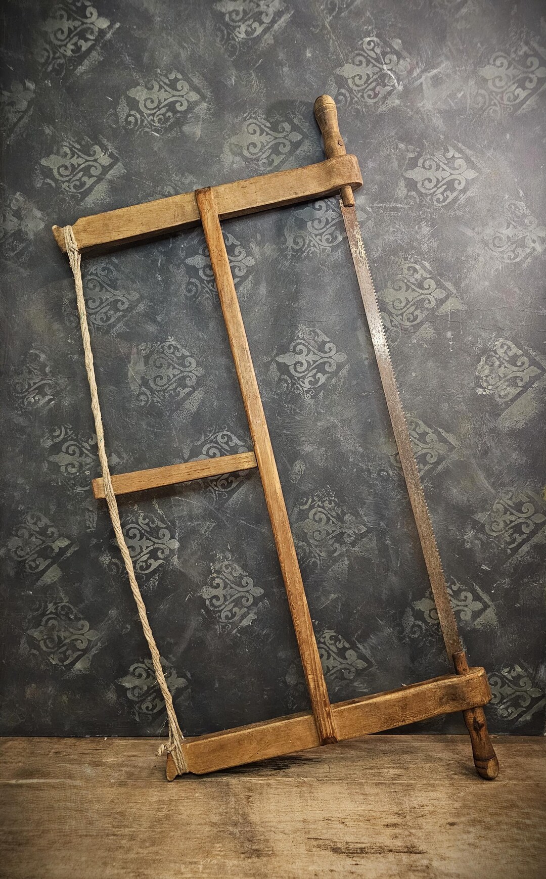 Antique Wooden Bow Saw Rustic Steel Blade - Etsy