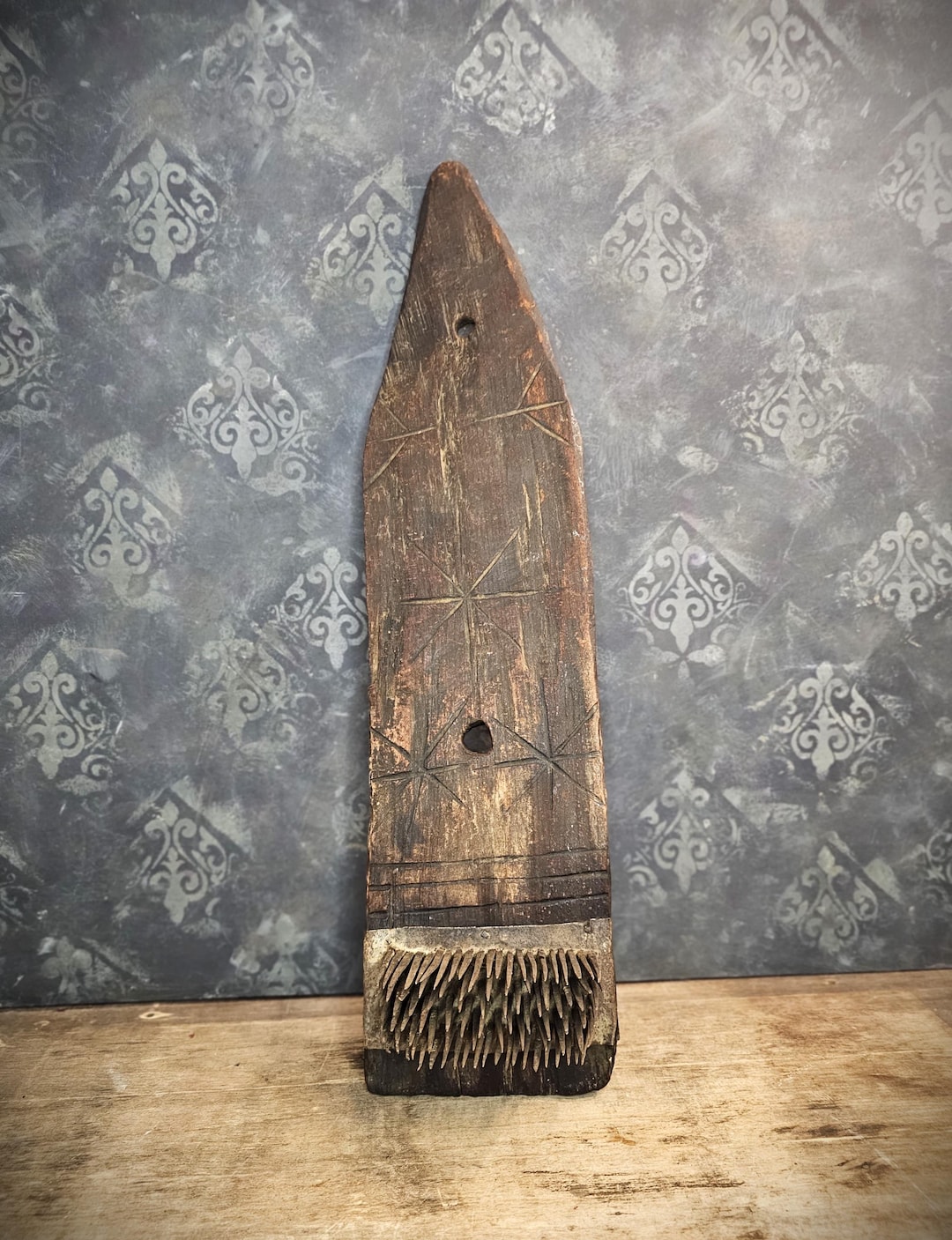 Antique Wooden Flax Hackle Comb, Wool Carding Comb, Farmhouse Country ...