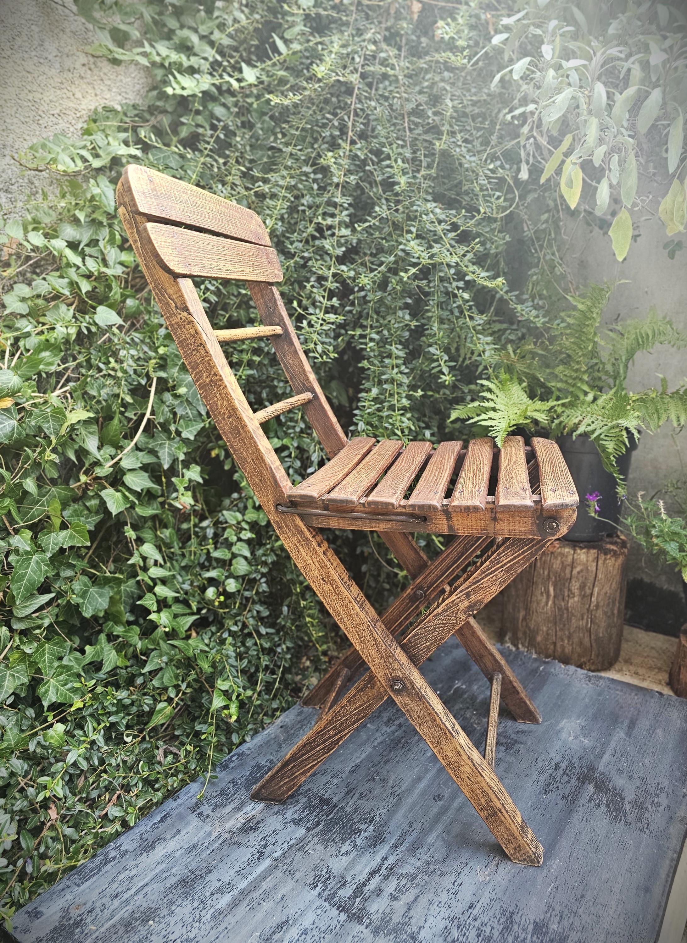 Antique Wooden Folding Chair, Rustic French Garden Folding Chair ...