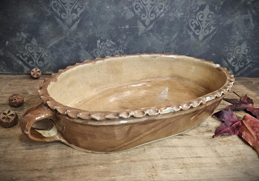 Large Antique Casserole Roasting Dish Ancient Cookware - Etsy