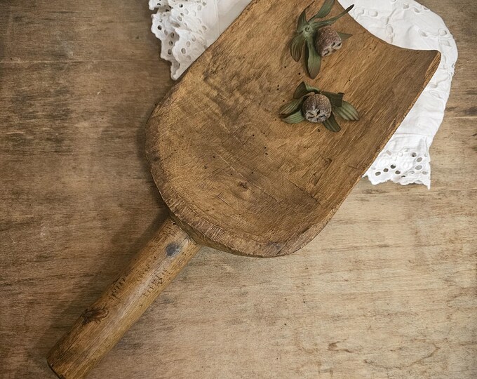 Large Antique Wooden Grain Shovel Rustic Scoop Handmade Primitive Farm ...