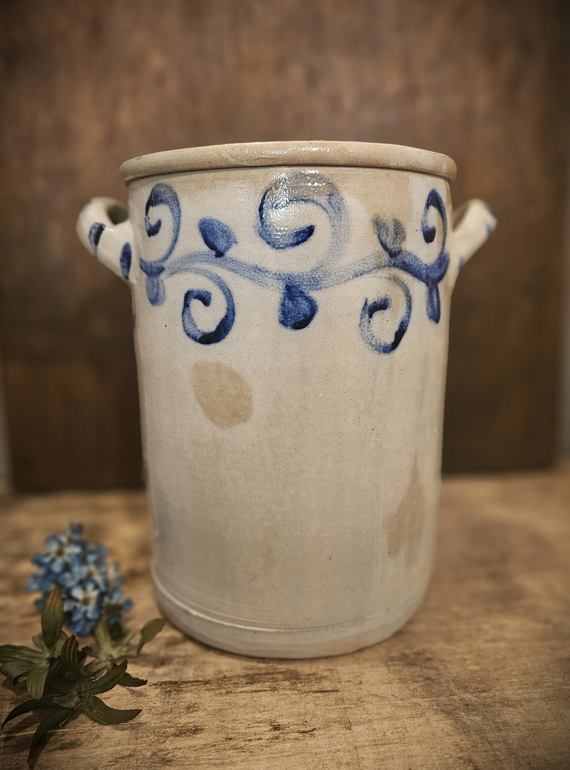 Antique Large Salt Glazed German Westerwald Stoneware Crock Old Pottery ...