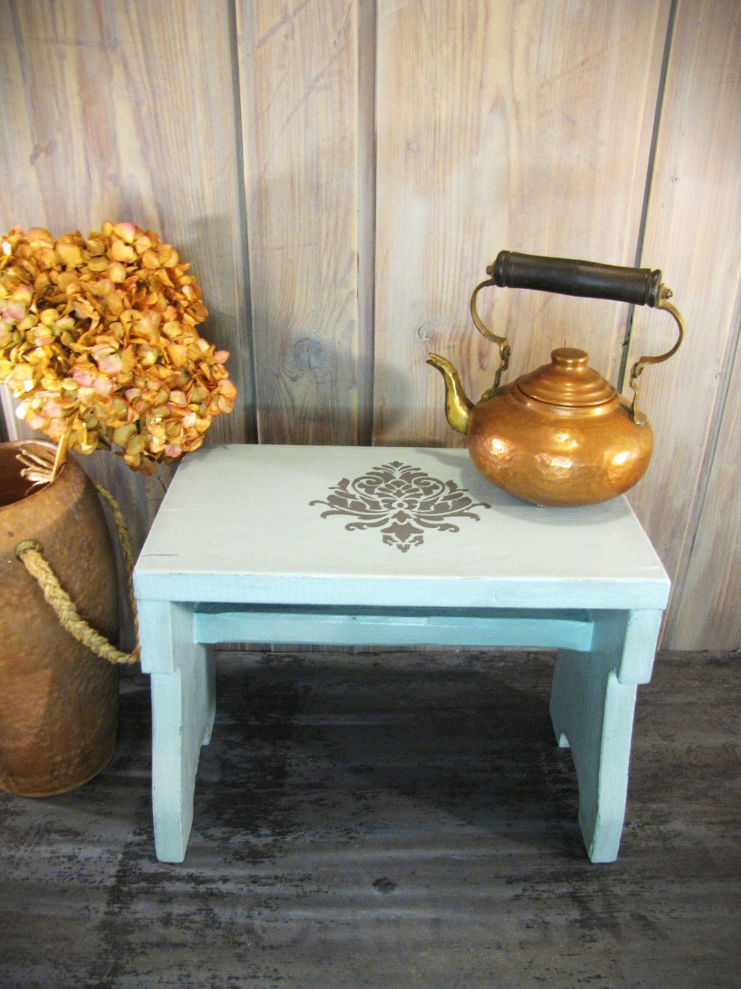 Antique Green Wooden Step Stool: Distressed Farmhouse Decor - Etsy