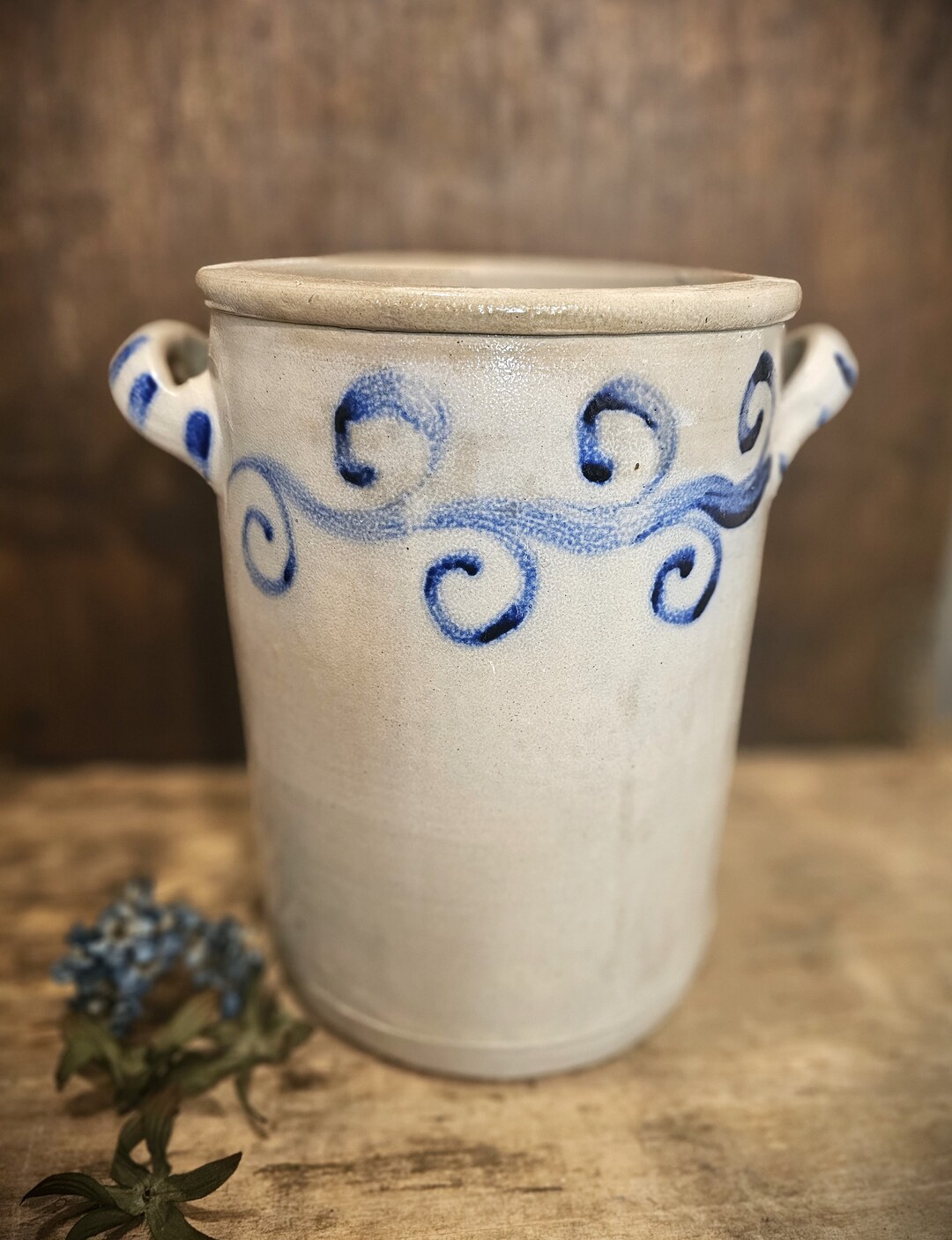 Antique Large Salt Glazed German Westerwald Stoneware Crock Old Pottery ...