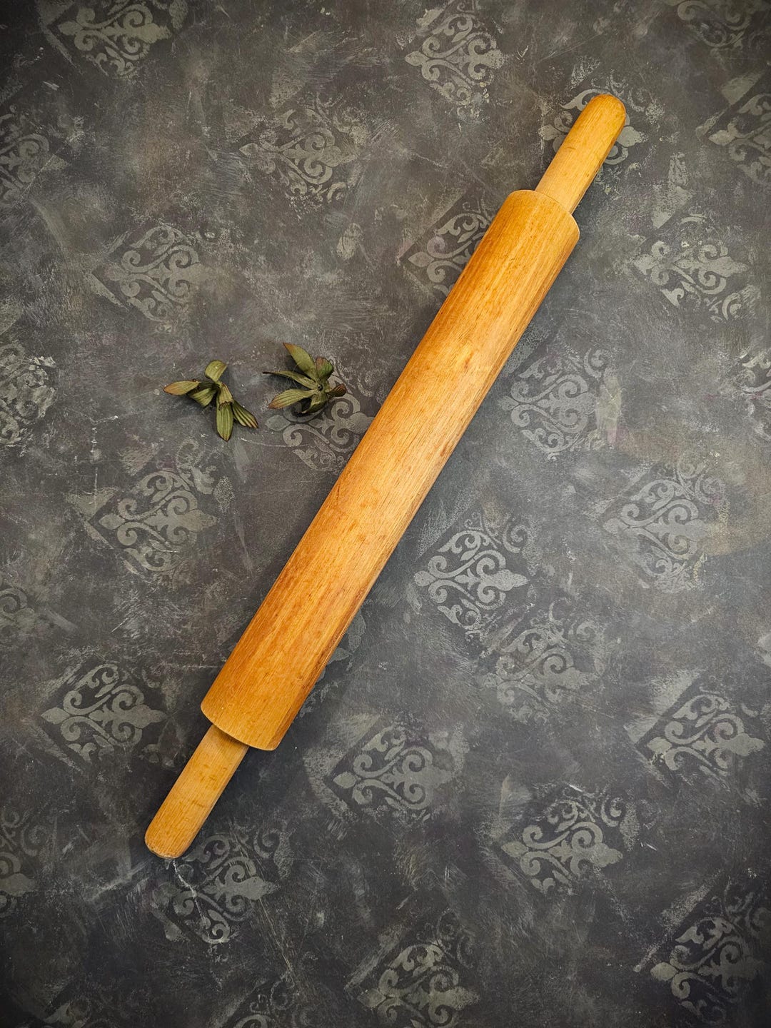 Large Antique Rolling Pin European Wooden Baking Utensil Old Rustic ...