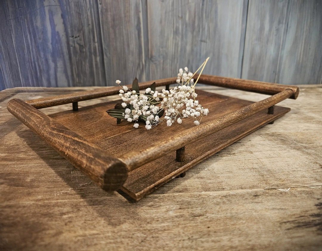 Vintage Wooden Serving Tray Decorative Old Wooden Tray Rustic Kitchen ...