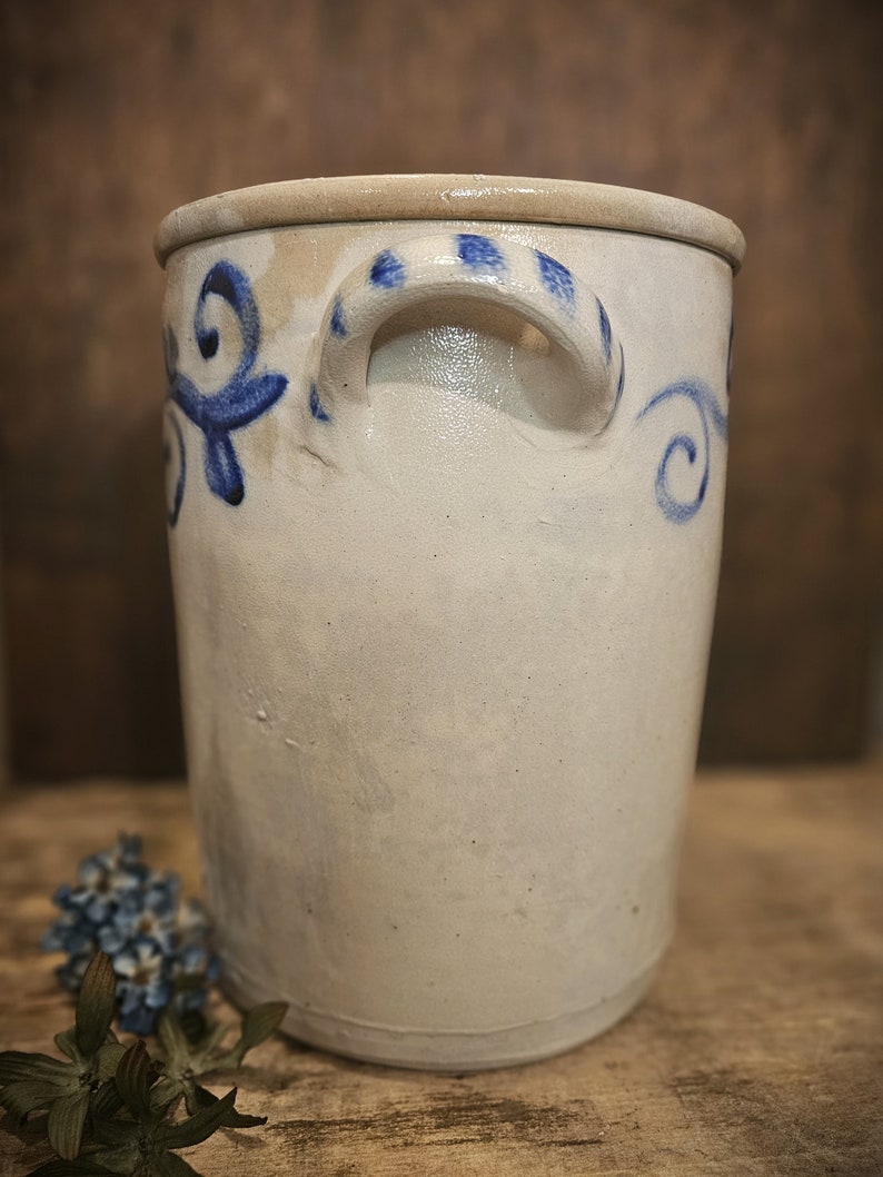 Antique Large Salt Glazed German Westerwald Stoneware Crock Old Pottery ...