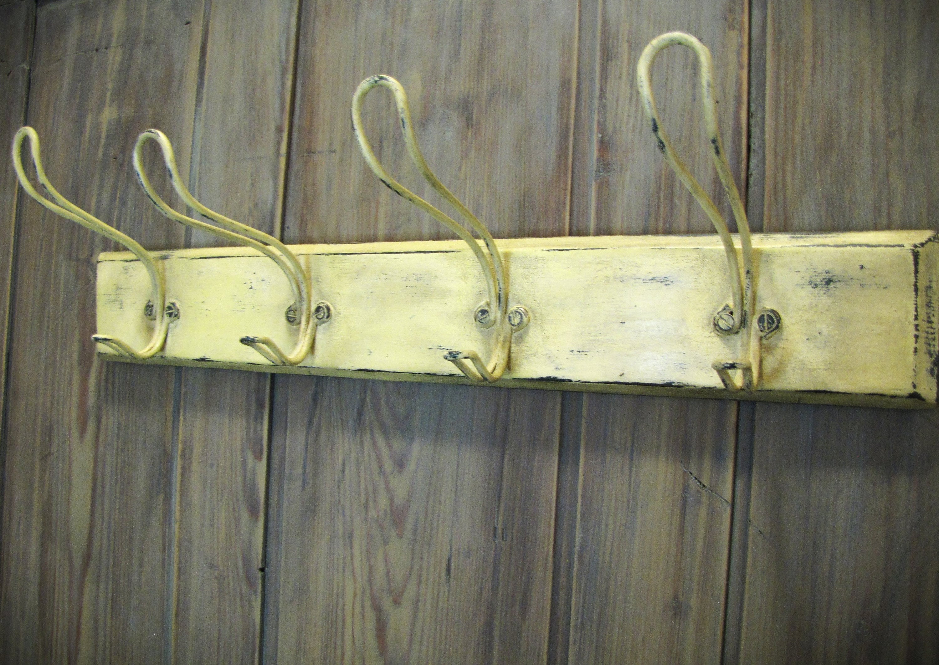 Antique Wood Wall-mounted Hook Rack, Vintage Coat Rack, Rustic ...