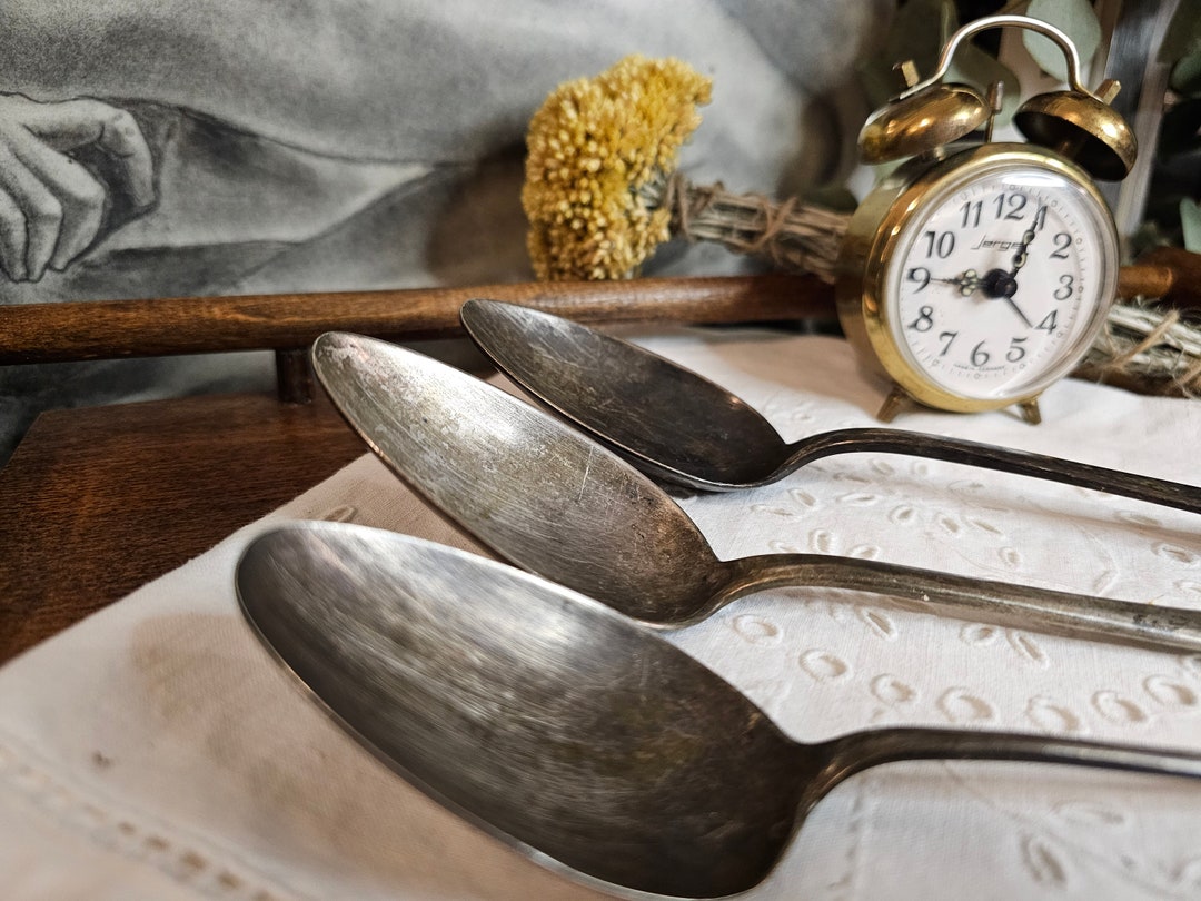 Antique Spoons Set of Three Rare Old Silver Spoons Collectible Silver ...