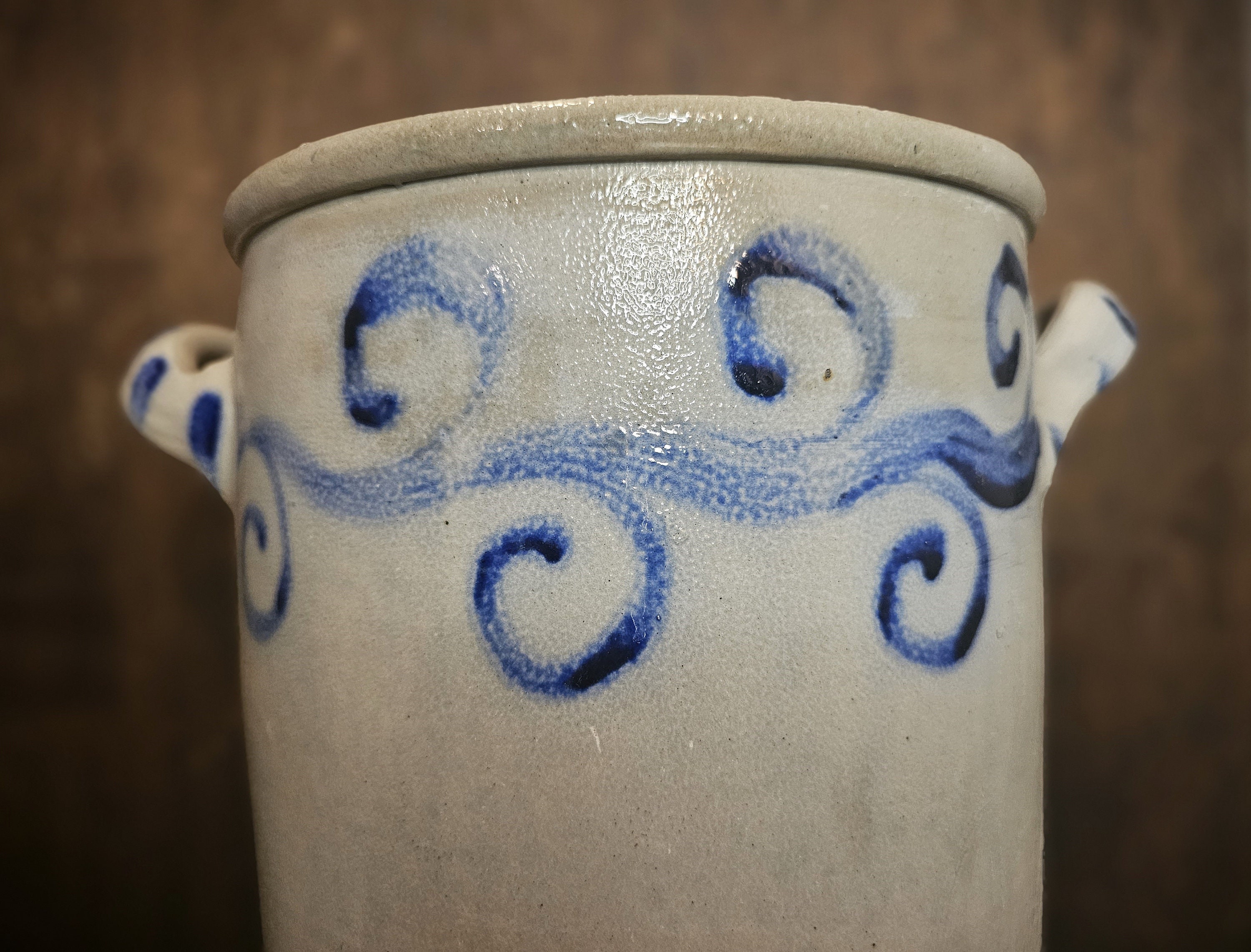 Antique Large Salt Glazed German Westerwald Stoneware Crock Old Pottery ...