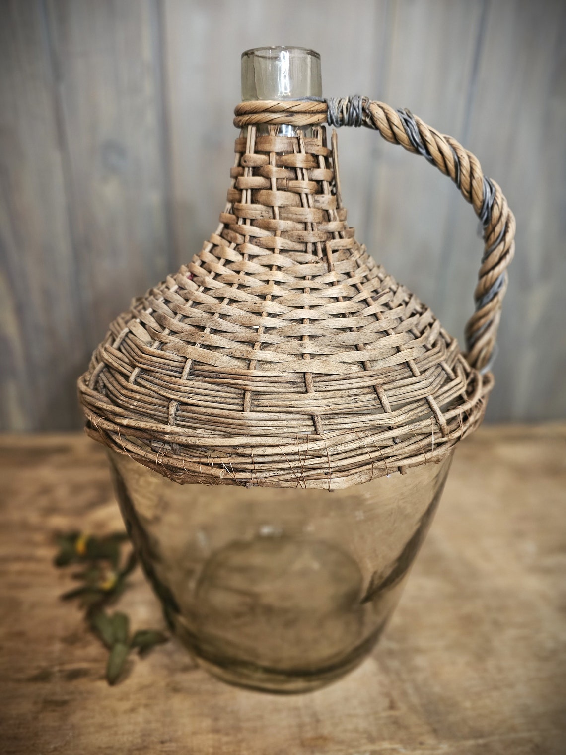 Antique Wicker Hand Woven 10L Glass Wine Bubble Bottle Demijohn Jug ...