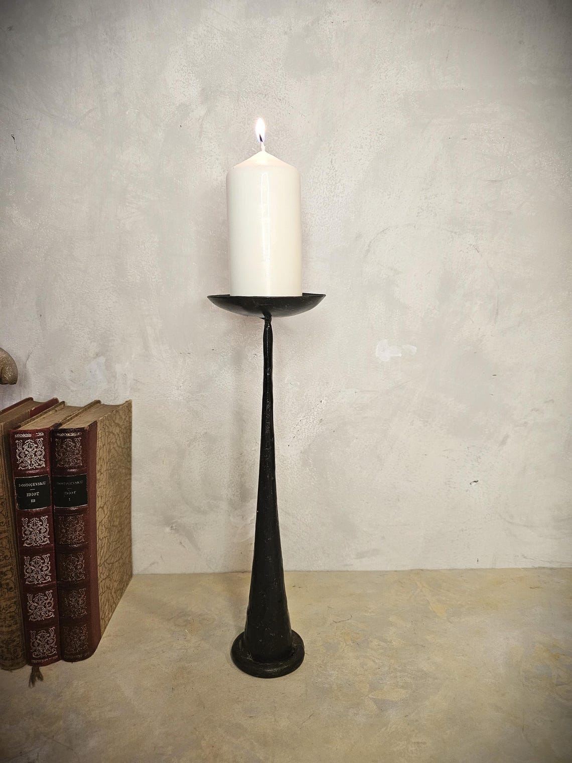 Antique Hand Forged Iron Candlestick - Etsy